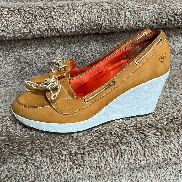 Timberland | Shoes | Timberland Womens Wheat Tan Leather Wedges | Poshmark